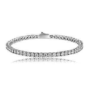 TOPGRILLZ Tennis Bracelet for Women 1 Row 3-6 mm 14K Gold Plated Iced Out Cubic Zirconia Gold Classic Tennis Bracelet for Men Minimalistic Jewelry(5mm-Rhodium Plated, 7)