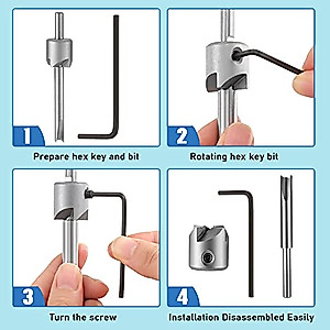 7 Pieces Pen Barrel Trimmer Kit Pen Barrel Trimming System Mill Trimmer Set 7 mm 8 mm 3/8 Inch 10 mm Cutter Shafts, Cutting Head Sleeve Adapter Hex Key Wrench for Woodworking Pen Kit Preparation