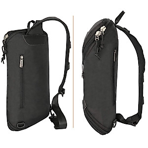 Larswon Sling Bag, Lightweight Large Chest Bag Laptop Backpack Shoulder Bag for Men Women Black