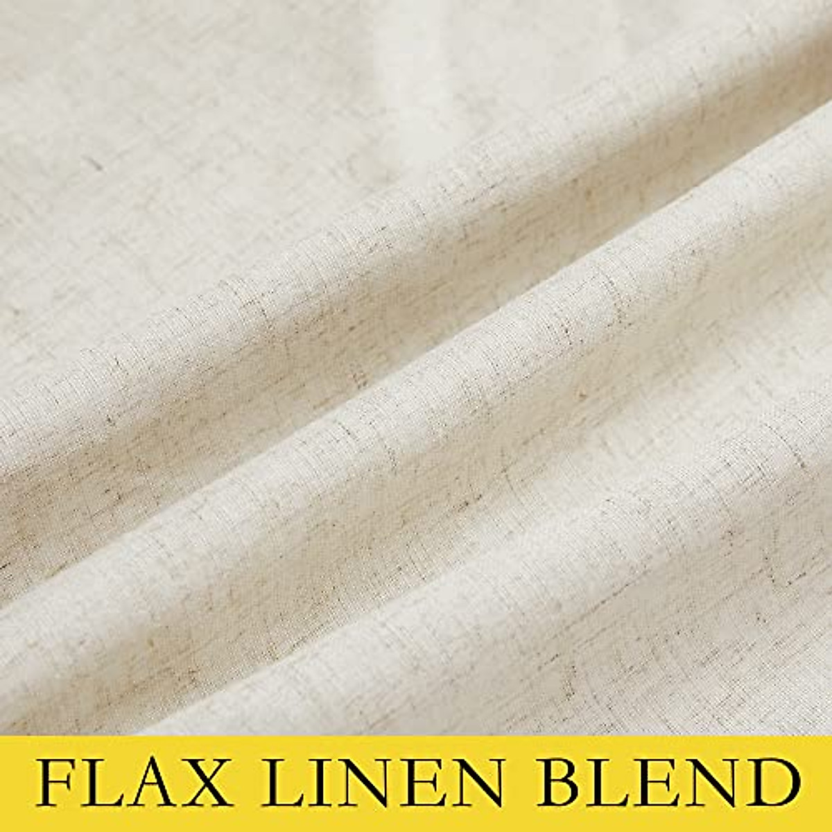 NICETOWN Natural Full Blackout Back Tab Linen Curtains 84 inch Long 2 Panels Set, Boho-Chic Thick Linen Blend Drapes, Insulated Small Window Covers Draperies with White Backing for Cafe (42" Wide)