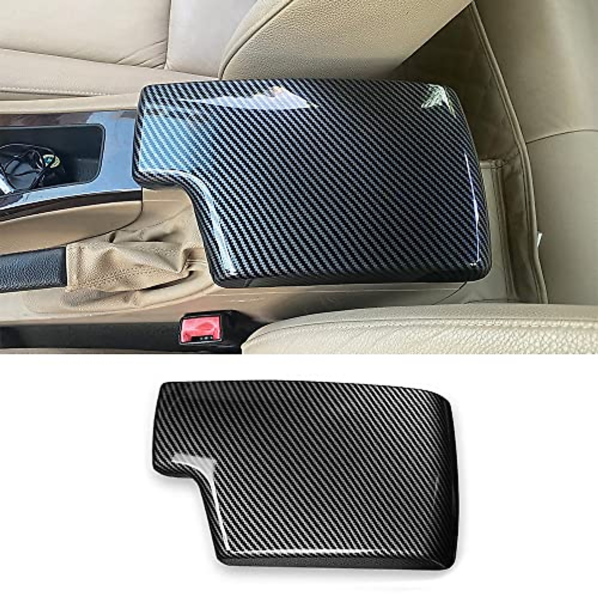 NA for BMW 3 Series E90 E91 E92 E93 2006-2012 ABS Carbon Fiber Color Car Interior Center Armrest Box Cover Console Box Storage Box Trim Covers (323i 325i 328i 330i 335d 335i 335is 335xi)