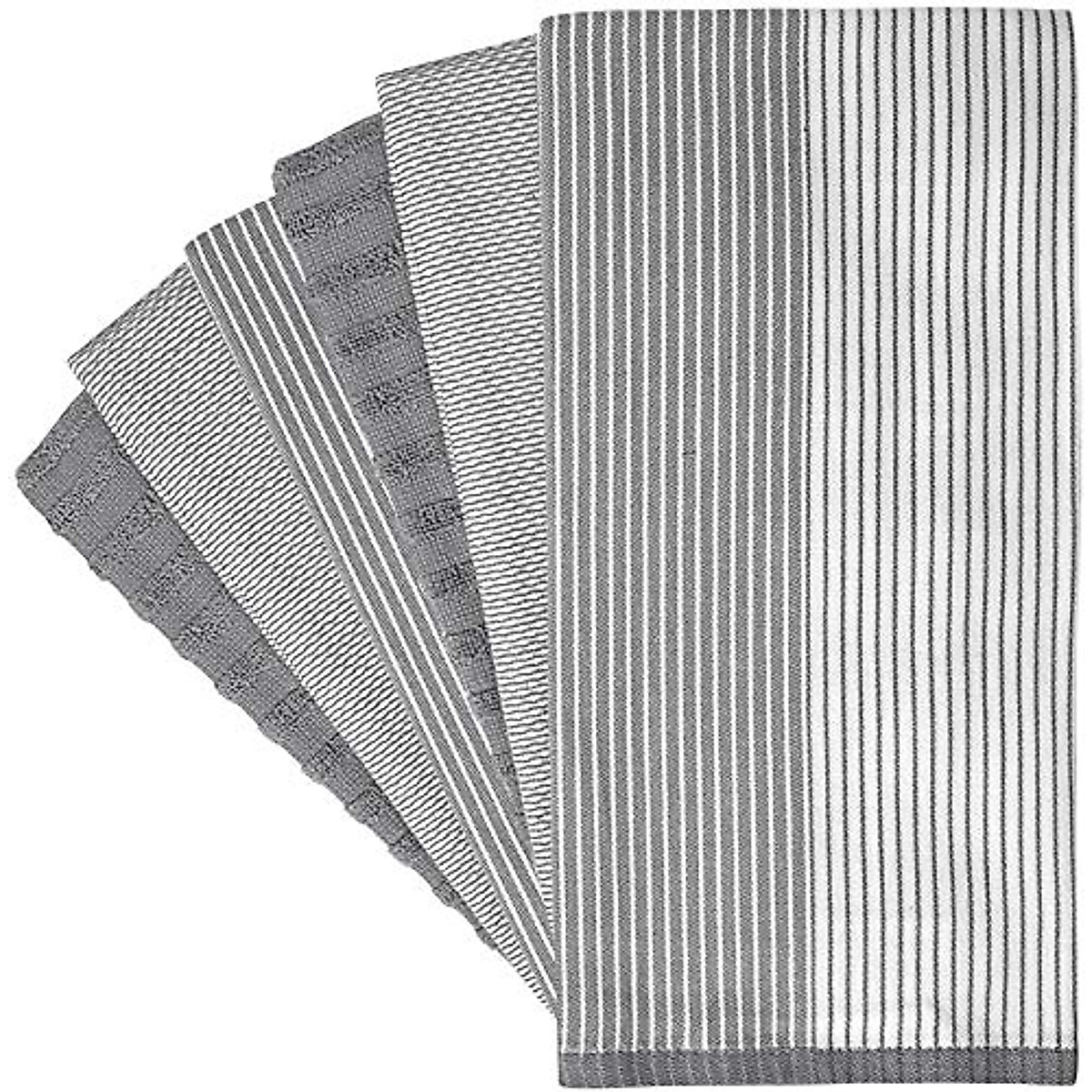 Premium Kitchen Towels (20”x 28”, 6 Pack) | Large Cotton Kitchen Hand Towels | Dish Towels | Flat & Terry Towel | Kitchen Towels | Highly Absorbent Tea Towels Set with Hanging Loop | Gray