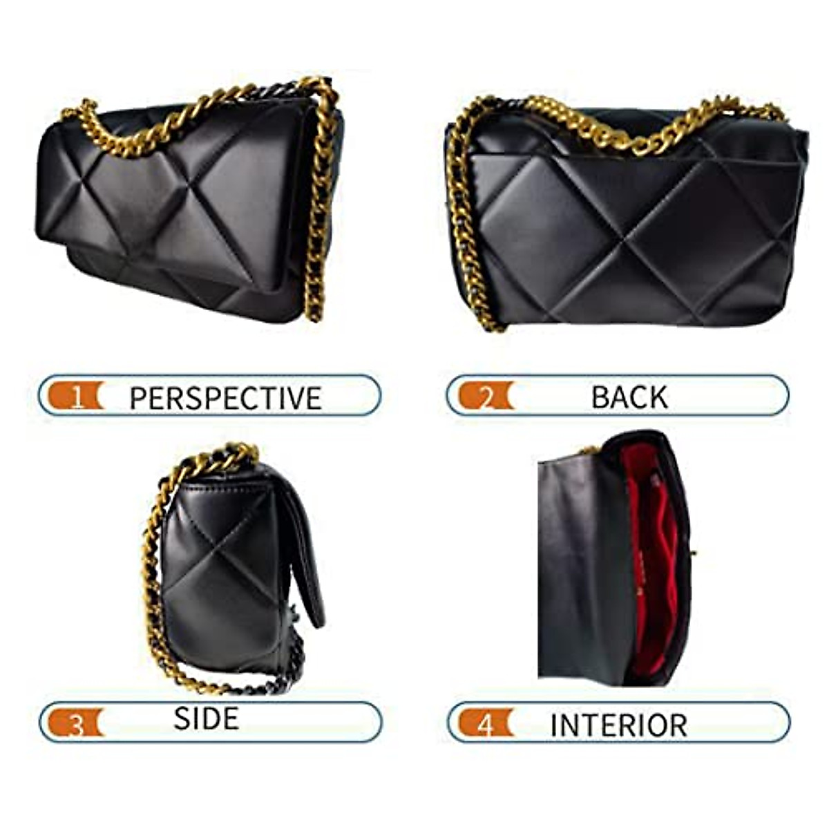 MIDUNU Crossbody Bags for Women Handbags Leather Shoulder Bag Ladies Purse Evening Wallets Luxury Quilted Satchels (White soft leather)