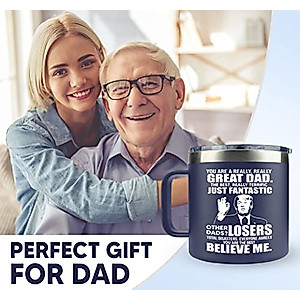 VIWIS Gifts for Dad from Daughter, Son - Dad Gifts from Daughter, Son for Fathers Day - Birthday Gifts for Dad, Funny Dad Birthday Gifts - Best Dad Mug 14Oz