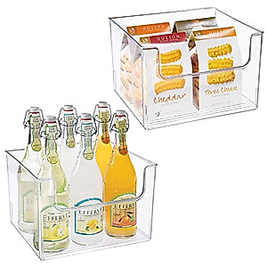 mDesign Modern Plastic Open Front Dip Storage Organizer Bin Basket for Kitchen Organization - Shelf, Cubby, Cabinet, and Pantry Organizing Decor - Ligne Collection - 2 Pack - Clear