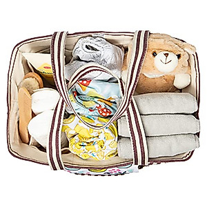 Simple Being Baby Diaper Caddy, Large Organizer Canvas Tote Bag for Boys and Girls, Newborn Caddie Car Travel (Red)