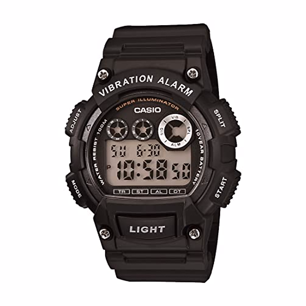 Casio Men's W735H-1AVCF Super Illuminator Watch With Black Resin Band
