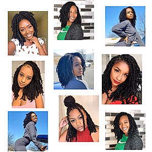 7 Packs Spring Twist Hair 8 Inch Fluffy Spring Twist Crochet Braiding Hair Bomb Twist Spring Crochet Hair for Black Women Hair Extensions 15 Strands 55g/Pack(8 inch, 1B)