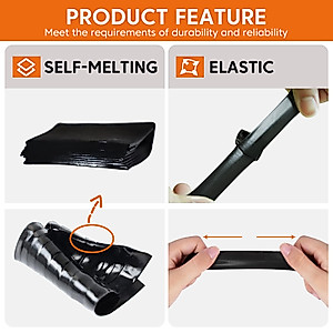 2 Rolls Self Fusing Silicone Tape - 1in(W) X 10ft(L) Waterproof Tape, Water Leak Seal Tape, Rescue Tape, Plumbing Hose Repair Tape, Rubber Tape for Cable Winding Insulating, Black