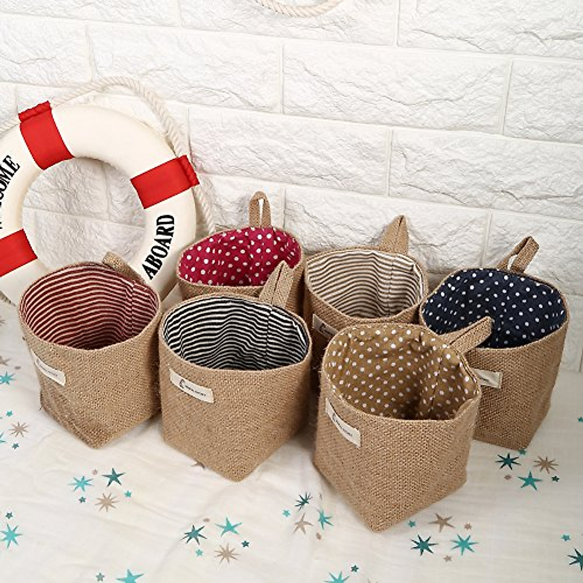 Fdit Hanging Flower bag Home Gadget Storage Organizer Bag (Blue Stripe) (3.94x3.94x5.12inches)