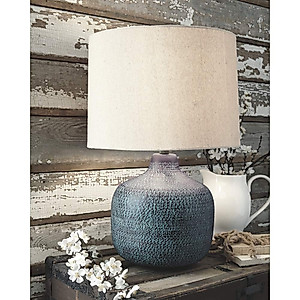 Signature Design by Ashley Malthace 24.5" Metal Accent Table Lamp, Beige, Copper, Blue & Bronze