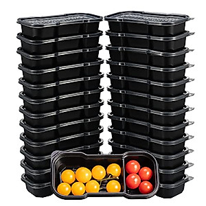 OTOR Bento Boxes Meal Prep Containers 3 Compartments with Clear Airtight Lids Food Grade Deli Container Lunch boxes take away Travel Containers Freezer Safe16oz 25 Sets