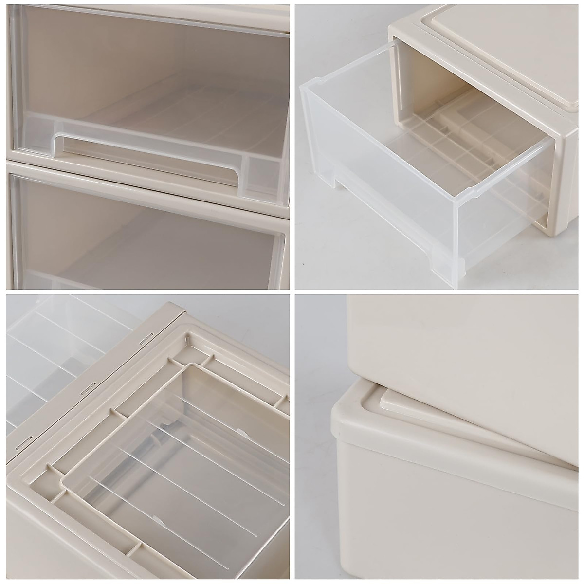 Udotry 4 Packs 18 Quart Plastic Stacking Storage Drawers, Large Stackable Drawer Unit