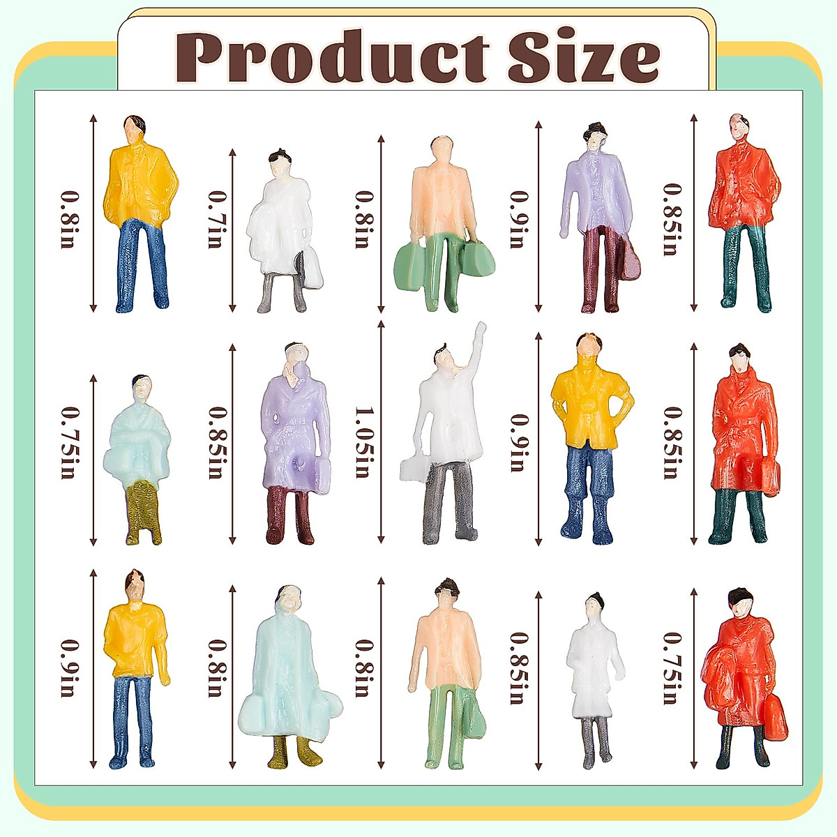 Hungdao 100 Pcs Small 1: 87 Ho Scale Tiny People Figurines Miniature People Figurines for Park Street Miniature Scenes Sitting Standing Tiny People Architectural People Painted Figures