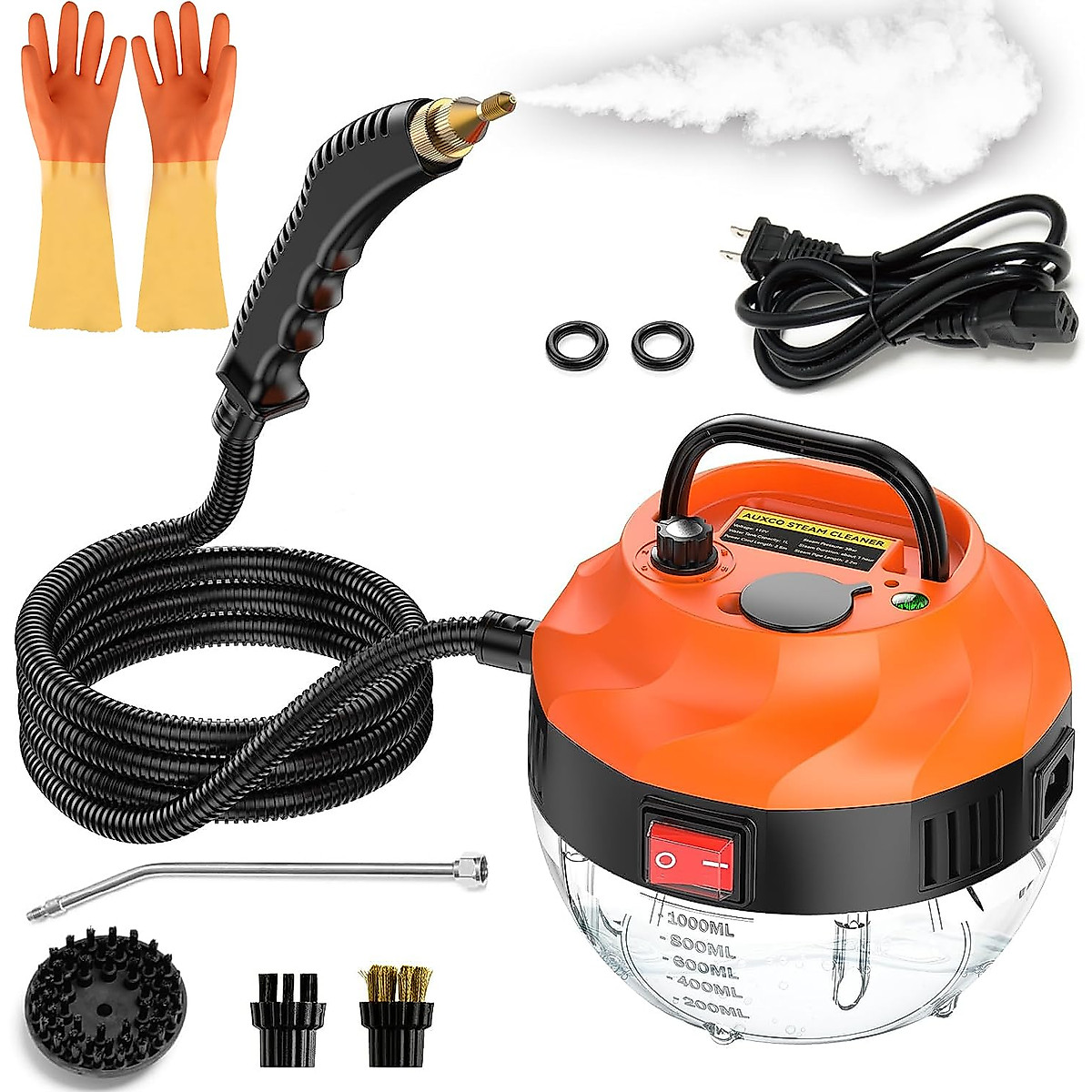AUXCO 2500W Steam Cleaner, High Pressure Steamer for Cleaning, Portable Handheld Steam Cleaners for Home Use, Steamer for Car Detailing, Steam Cleaner for Upholstery, Kitchen, Bathroom, Grout and Tile