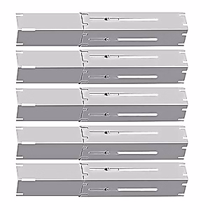BBQ funland Universal Adjustable Stainless Steel Heat Plate Shield, Heat Tent, Flavorizer Bar, Burner Cover, Flame Tamer Replacement for Gas Grill,Extends from 11.75" up to 21" L (5-Pack)