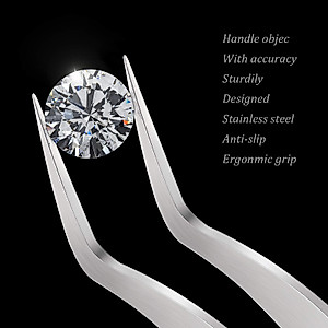 Craft Tweezers Cross Locking Precisiontweezers Stainless Steel Soft-grip Tweezers Pointed Tip Cutting Pliers for DIY Craft Jewelry Eyelash Extensions Nail Beading Tool(Curved Style,3 Pieces)