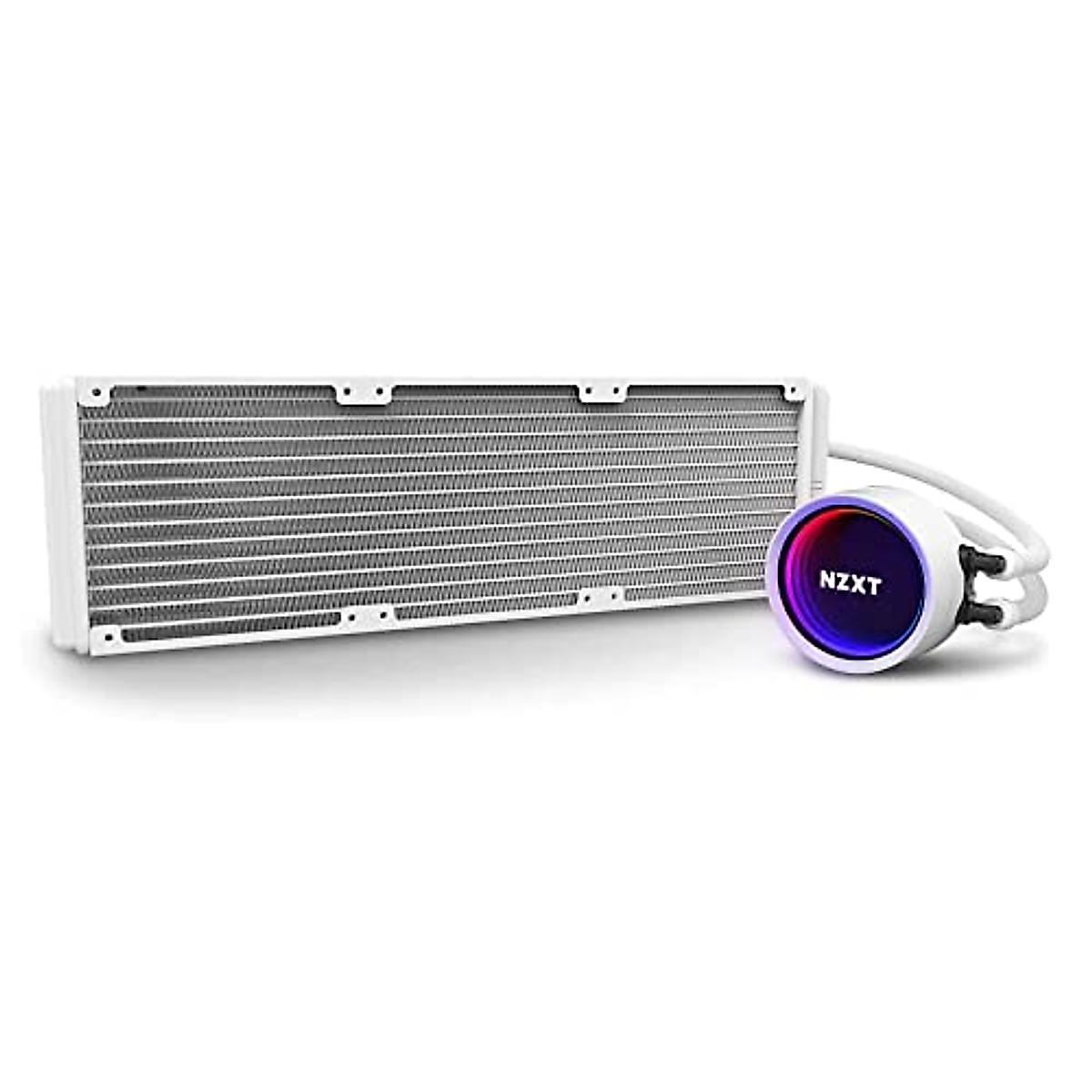 NZXT Kraken X63 RGB 280mm - RL-KRX63-RW - AIO RGB CPU Liquid Cooler - Rotating Infinity Mirror Design - Powered by CAM V4 - RGB Connector - AER RGB V2 140mm Radiator Fans (2 Included) - White