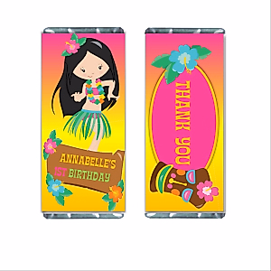 Hawaiian Luau Party Favors, Personalized Candy Wrappers, Pack of 20 Custom Chocolate Bar Labels