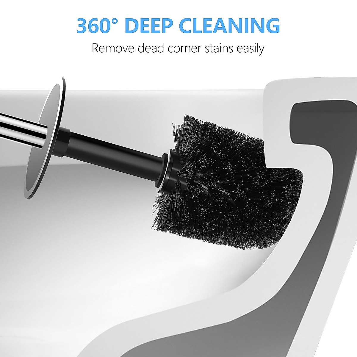 SetSail Toilet Brush, Toilet Bowl Brush and Holder Compact Size Toilet Brushes for Bathroom with 304 Stainless Steel Handle Toilet Cleaner Brush with Durable Scrubbing Bristles, Splash-Proof