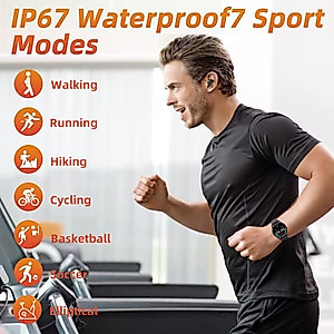 Smart Watch with Earbuds, 2 in-1 Smart Watch for iPhone Compatible, Blood Pressure Watch Pro for Men, IP X7 Waterproof Fitness Tracker MP3,Voice Recorder, Heart Rate Sleep Monitor, Long Time Standby