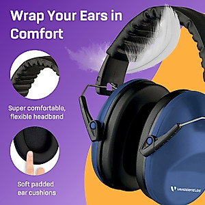 Vanderfields Hearing Protection Ear Muffs for Noise Reduction, 26dB Certified, Noise Cancelling Safety Ear Protection for Shooting, Adult Headphones for Lawn Mowing, DIY, Construction, Woodworking