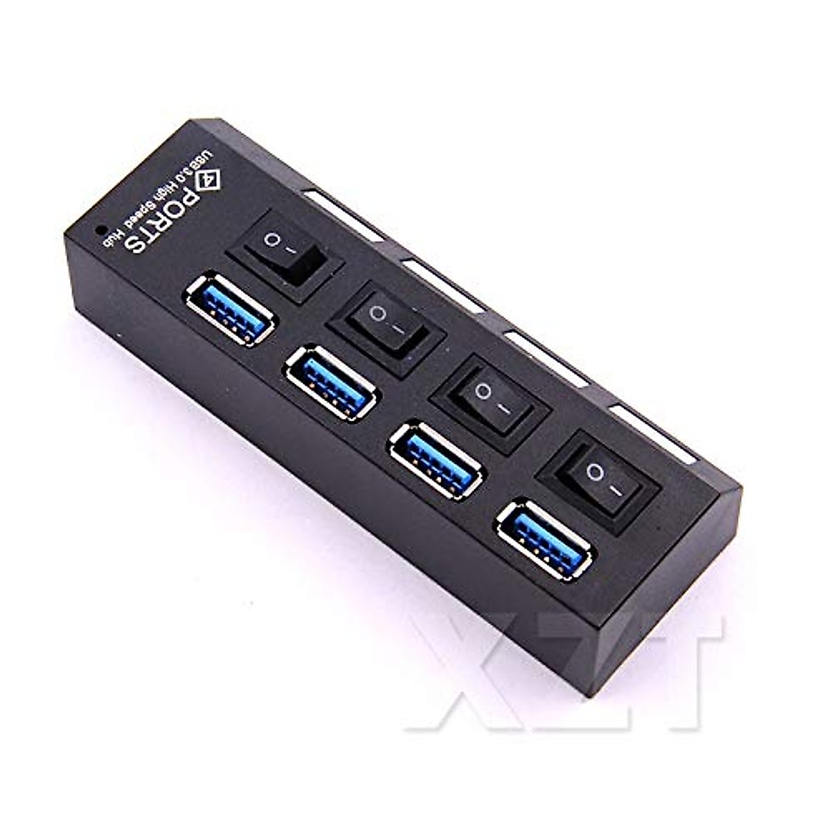 Lysee Data Cables - USB Hub 3.0 USB Splitter Multi USB 3.0 Hub Multiple 4 Port Hab Splitters with Power Adapter Computer Accessories Hub for PC - (Color: Black)