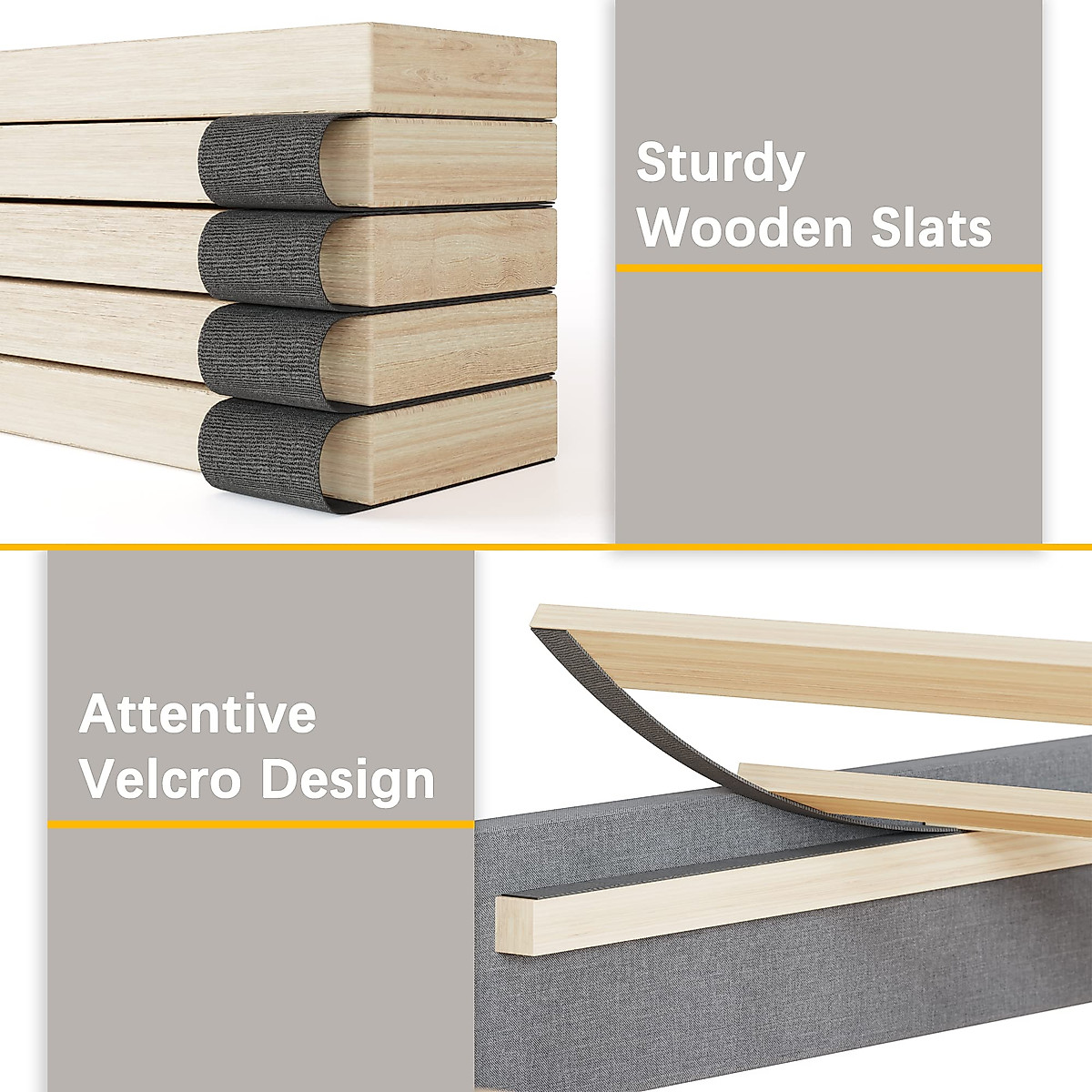 Fluest King Bed Frame with Adjustable Headboard Upholstered Bed Frame Platform Linen Fabric Headboard Wooden Slats Support/No Box Spring Needed/Easy Assembly/Mattress Foundation, Light Grey