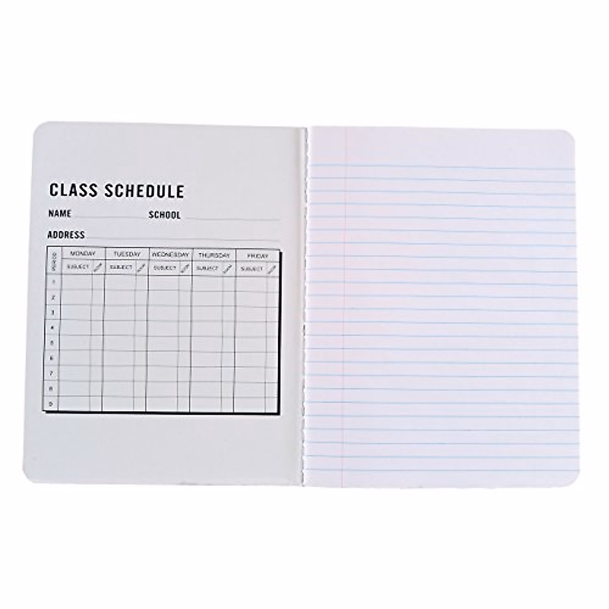 Pack of 6 - Composition Notebooks, 9-3/4" x 7-1/2", Wide Ruled, 100 Sheet (200 Pages), Color: Black Marble, Weekly Class Schedule and Multiplication/Conversion Tables on Covers. (6-Pack, Black)