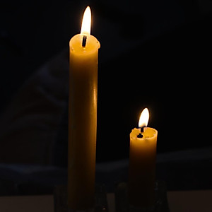 Candlestock Handmade Dripless Pure Beeswax Taper Candles - 6 Inches - 2 Pairs (4 Candles) - Sage