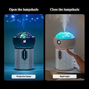 SHUYUNI Humidifiers for Kids & Baby Bedroom, 630ml Portable Cool Mist Humidifiers, 360° Rotation Projector, 6-Color Starry Night Light, Whisper-Quiet, Waterless Auto-Off, BPA Free, Christmas Gift