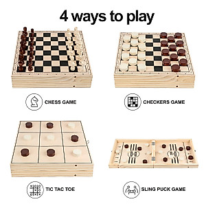 Inscape Data Fast Sling Puck Game Paced, Table Desktop Battle,Winner Board Games Toys for Adults Parent-Child Interactive Chess Toy Board Table Game(15.2 in x 9.4 in)