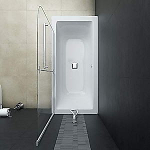 vidaXL Folding Shower Enclosure 2 Panels Collapsible Shower Door Home Cabin Screen Cubicle Panels Walls Bath Attachment Bathroom Foldable ESG