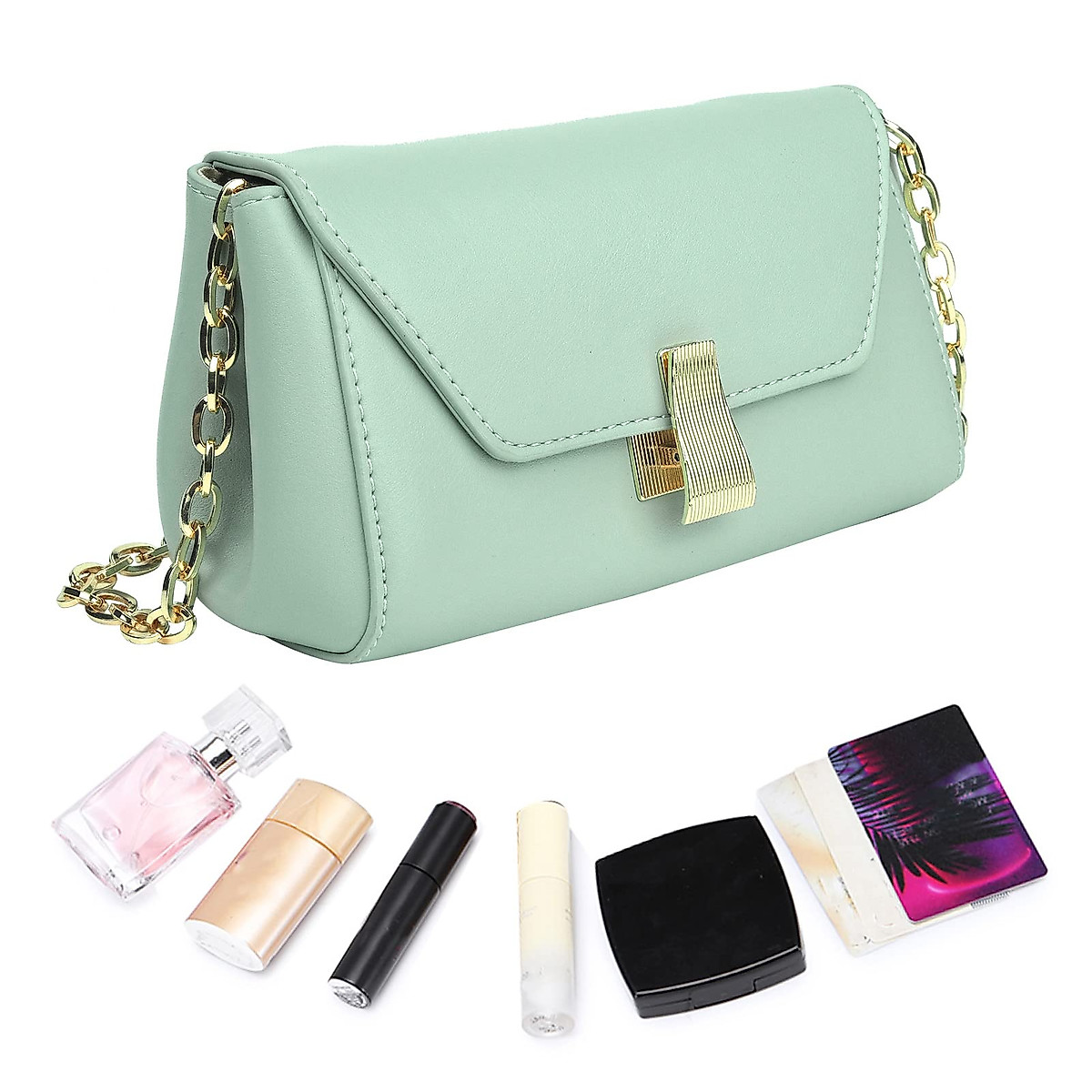 OSGTFY Small Crossbody Purses bags for Women Handbags Shoulder Bag | Zipper Pocket | Metal Strap (green)