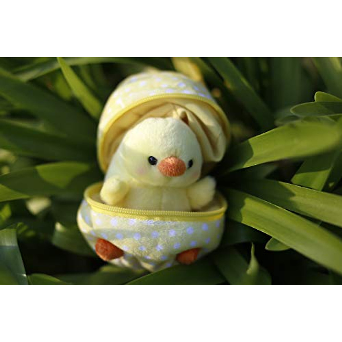 Plushland Plush Stuffed Animal 6 Inches Zip Up Egg Hideaway Cute Yellow Pastel and Polka Dot Easter Colors Spring Inspired Gift for Girls and Boys Birthday Mother's Day (Easter Chick)