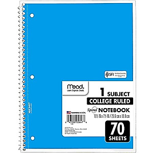 Mead Spiral Notebook, 12 Pack of 1-Subject College Ruled Spiral Bound Notebooks, Pastel Color Cute School Notebooks, 70 Pages