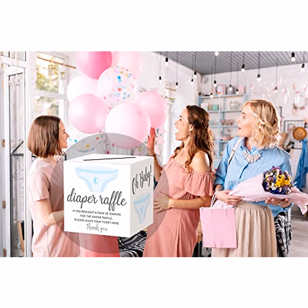 mermermu Diaper Raffle Tickets and Advice Cards For Baby Shower - 1 Card Collection Box & 50 Tickets, Baby Shower Card Box, Party FavorsDecorationsSupplies, Game Kit, 8" Card Box -002BOX