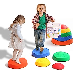 makarci Stepping Stones for Kids, 5pcs Non-Slip Plastic Balance stones, Promoting Children's Coordination Skills Sensory Play Equipment, toddler toys for Age 3 4 5 6 7 8 Years