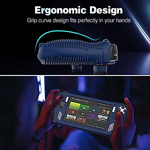 SUIHUOJI for Rog Ally Stand Protective Case, Silicone Accessories Protector, Soft Cover Skin Shell with 2 Pairs Thumb Grips Caps, Full Protection Kickstand for ASUS Rog Ally Handheld (Blue)