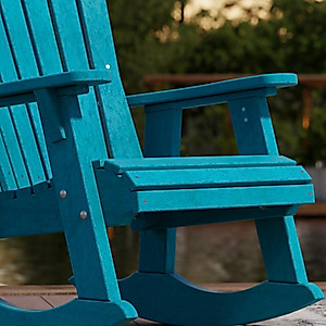 Wildridge Heritage Adirondack Rocking Chair, Aruba Blue - Outdoor Weather Resistant HDPE Rocking Chair for Patio, Deck, Fire Pit
