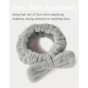 Spa Headbands for Women Makeup Washing Face Skincare Face Wash Head Band Cute Bow Hair Band for Girls Soft Coral Facial Shower Head Wraps