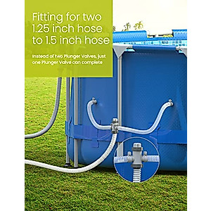 SUMMERBUDDY Split Swimming Pool Hose Plunger Valve, 2 in 1 Hose Plunger Valve Swimming Pool Part for Filter Circulation System