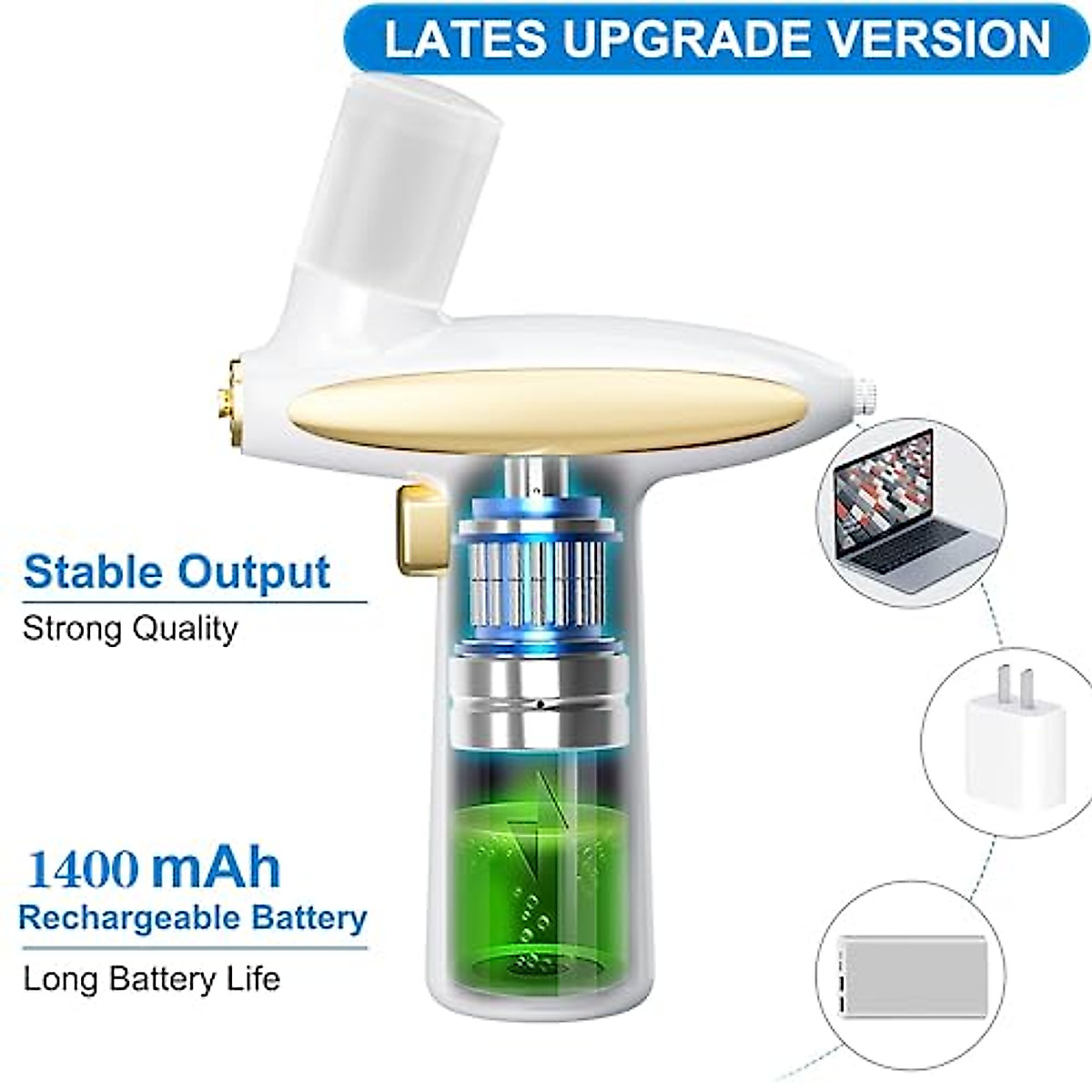 AirBrush Kit With Air Compressor 32PSI Airbrush kit Rechargeable Auto Handheld Cordless Airbrush Set Wireless, Barber Air Brush kit, Nail Art, Cake Decor, Makeup, Model Painting, (white gold)