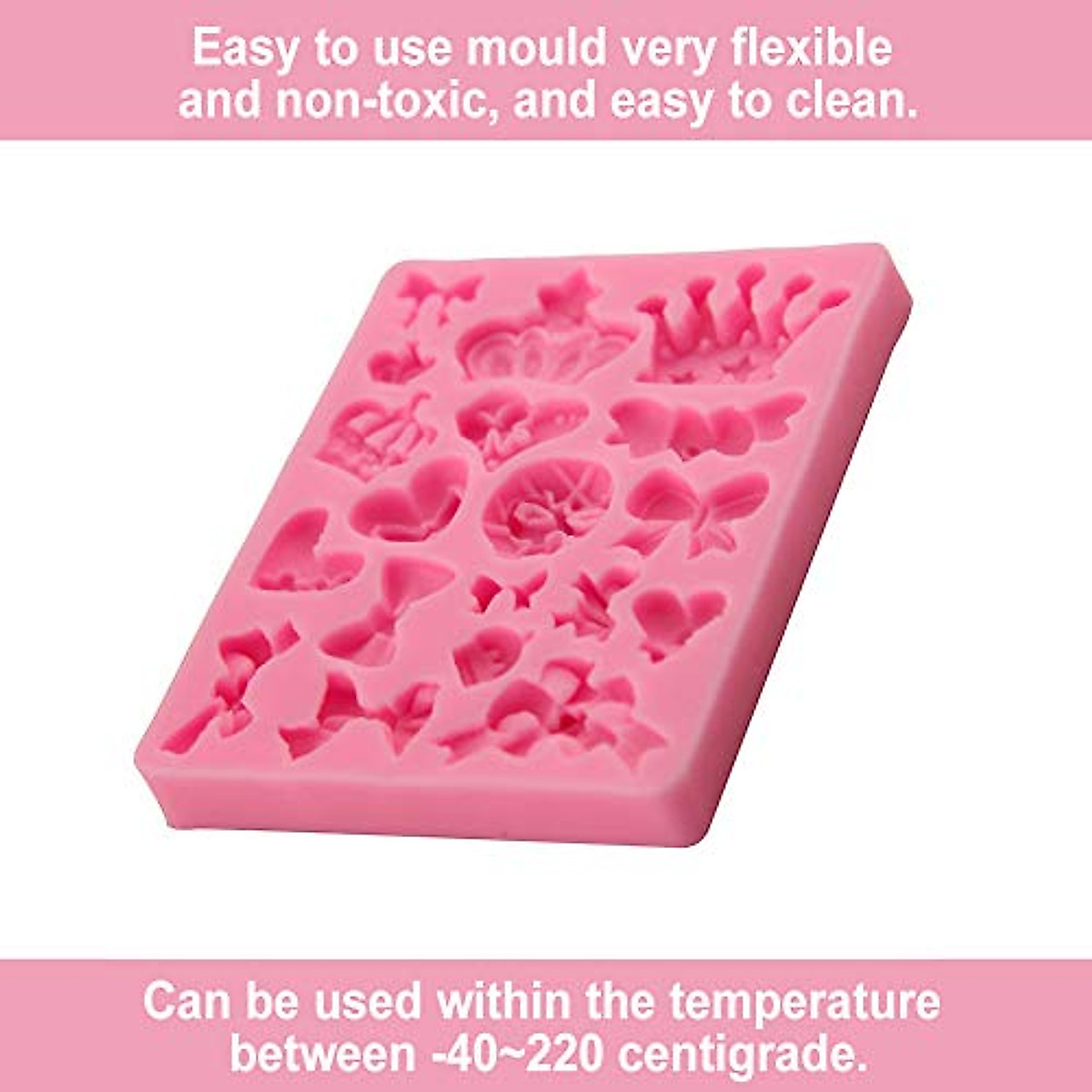 SIMUR 4 Pack Crown Fondant Candy Silicone Molds Bows Crown Heart Mold for Sugarcraft, Cake Decoration, Cupcake Topper, Chocolate, Pastry, Cookie Decor, Jewelry, Clay, Epoxy Resin, Crafting Projects