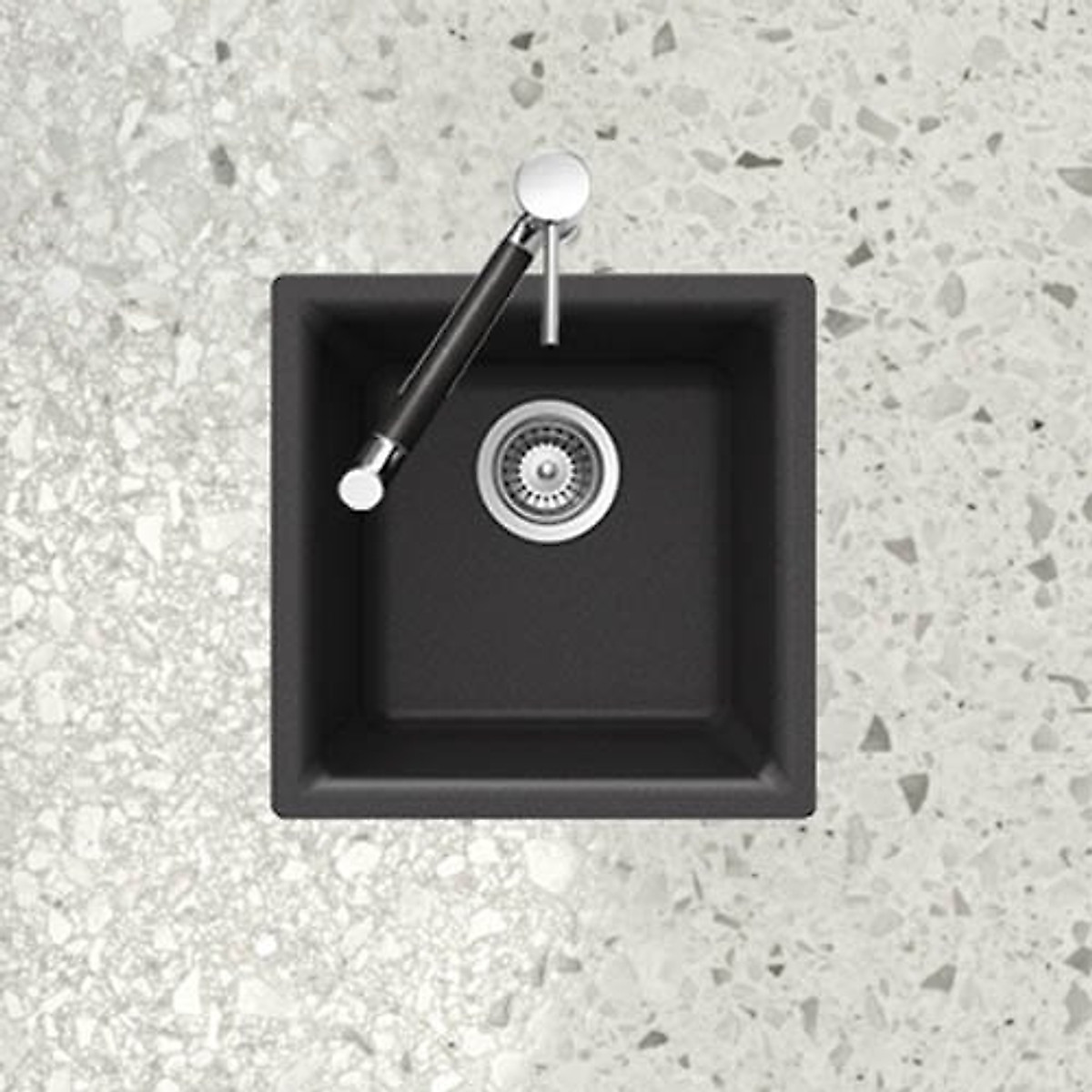Houzer EURO N-100 ONYX Euro Series Undermount Granite Single Bowl Bar/Prep Sink, Onyx