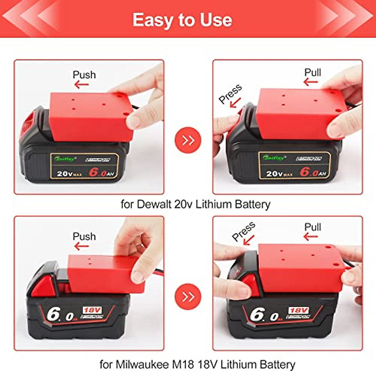 ZLWAWAOL Power Wheel Adapter with Fuse & Switch,Battery Adapter for Dewalt 20V for Milwaukee M18 18V Battery,with 14 Gauge Wire,Power Convertor for DIY Ride On Truck,RC Toys,Robotics and Work Lights
