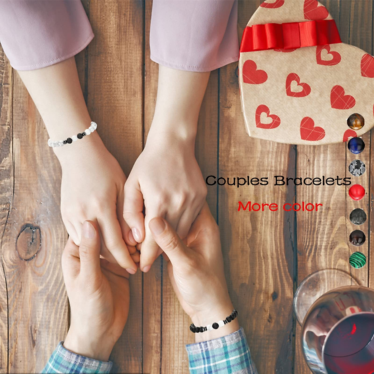 MengPa Mens Beaded Bracelets Matte Lava Rock Volcanic Stone Beads for Women Stretch Bracelet Brown Tiger Eye Fashion Jewelry US4543C