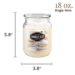 Candle-lite Scented Candles, Creamy Vanilla Swirl Fragrance, 18 oz. 2-Pack, Single-Wick Candle with 110 Hours of Burn Time, Off-White Color