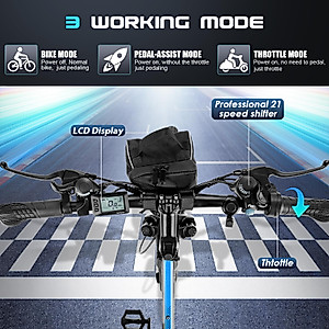 Vivi Electric Bike for Adults 750W Peak Folding Electric Mountain Bike 26'' Commuter Ebike 22MPH Adult Electric Bicycles with Removable Battery, Up to 50 Miles, LCD Display, Dual Shock Absorber