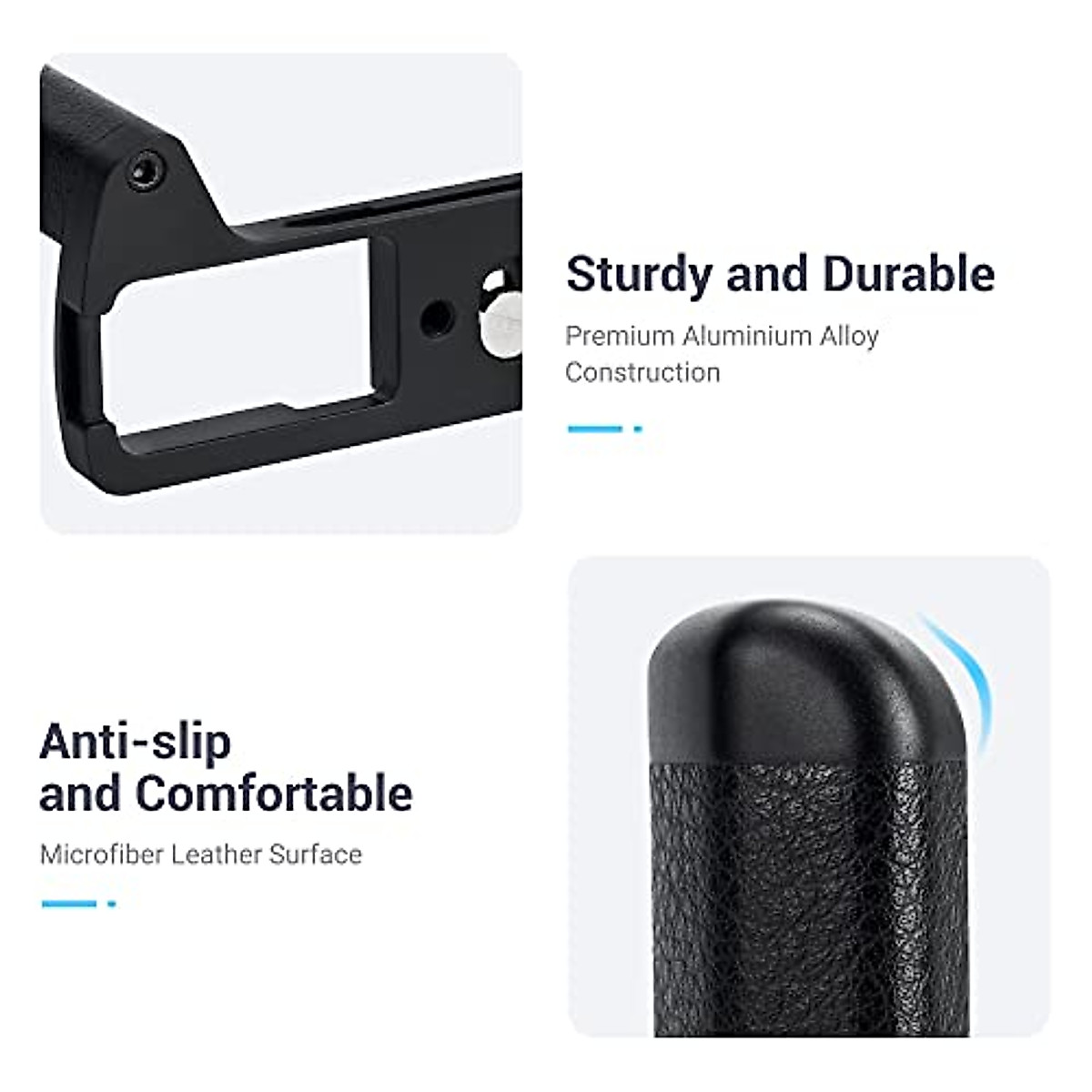 JJC Solid Metal Hand L-Shape Grip Secure Quick Release Plate L Bracket Holder for Fuji Fujifilm X-T5 XT5 XT-5 Mirrorless Digital Camera Replaces MHG-XT5 Metal Hand Grip